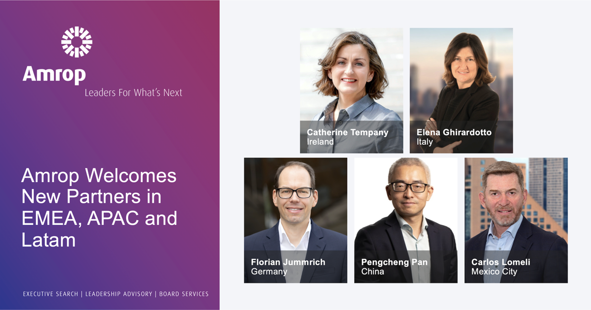 Amrop Welcomes New Partners in EMEA, APAC and Latam